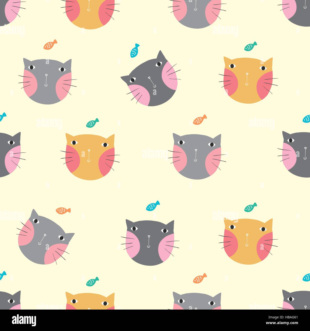 adorable hand drawn colorful cat seamless background Stock Vector Image ...