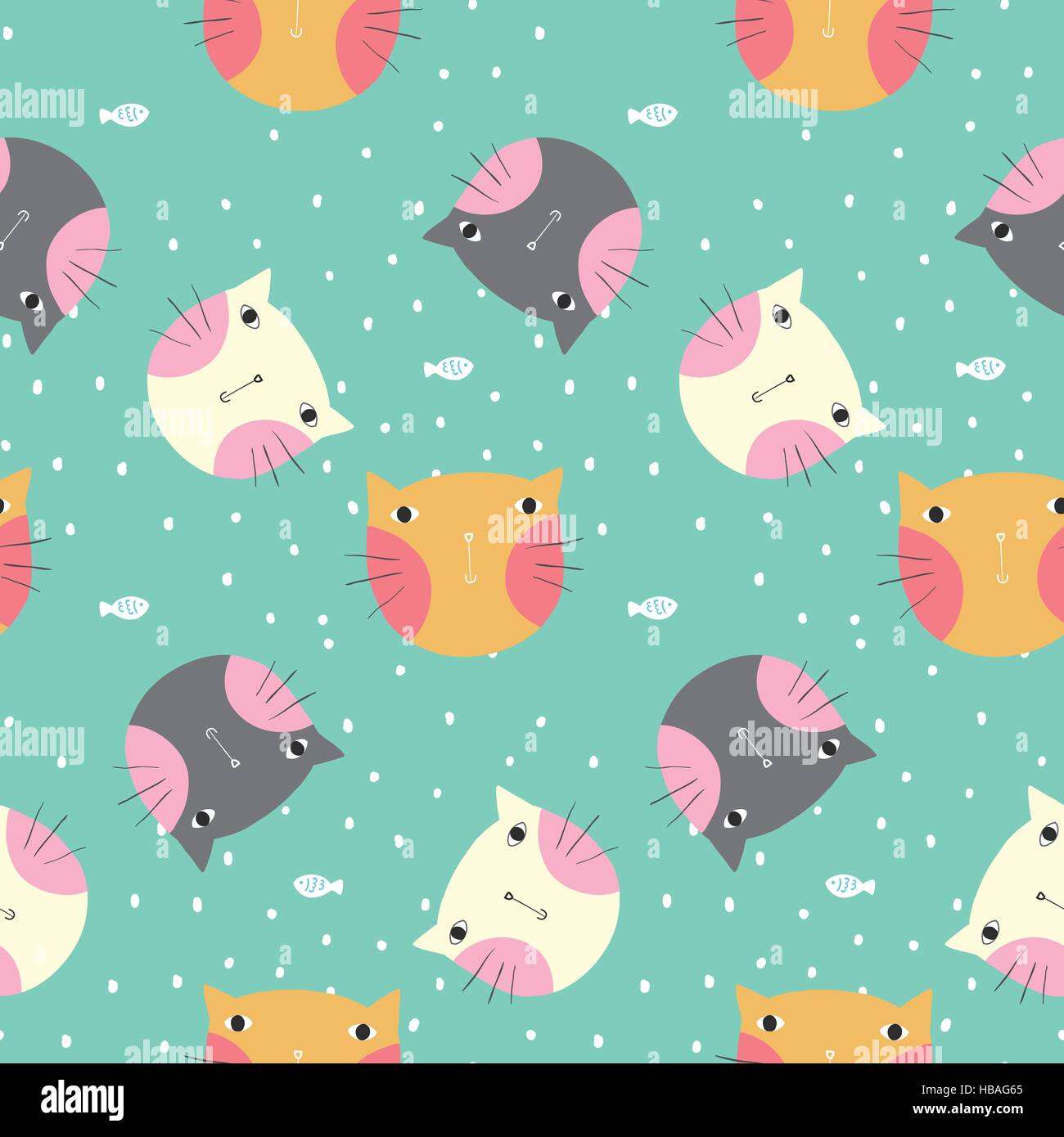 adorable hand drawn colorful cat seamless background Stock Vector Image ...