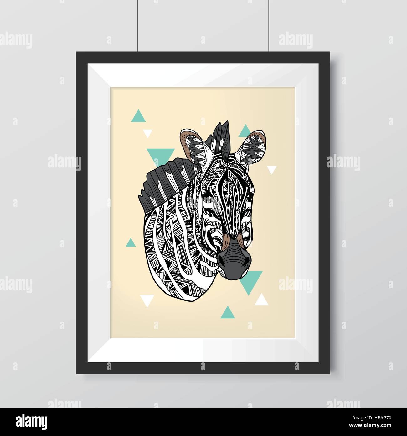 modern geometric style zebra graphic hanging on the wall Stock Vector ...