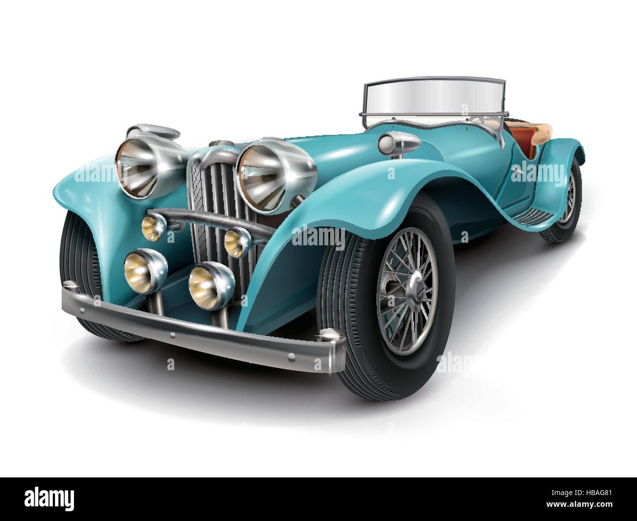 attractive retro blue car isolated on white background Stock Vector ...