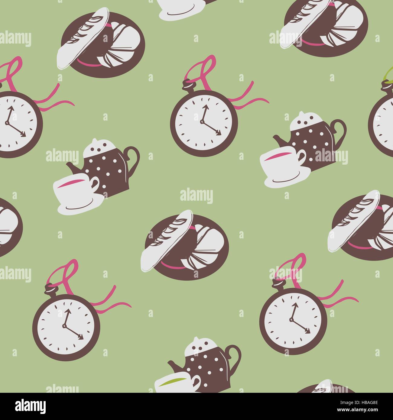 lovely colorful afternoon tea concept seamless background Stock Vector ...