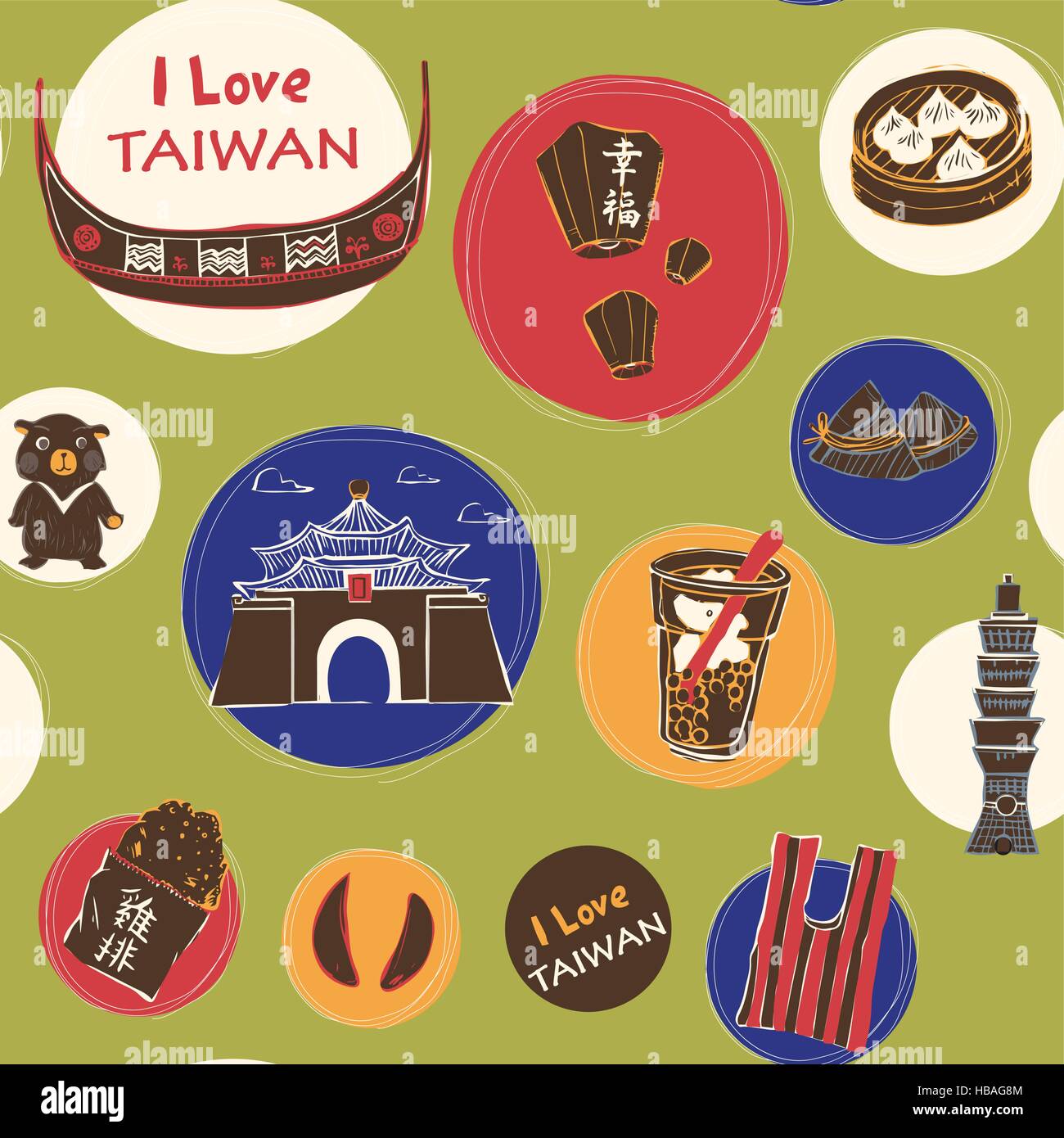 lovely hand drawn travel concept background with landmarks and popular ...