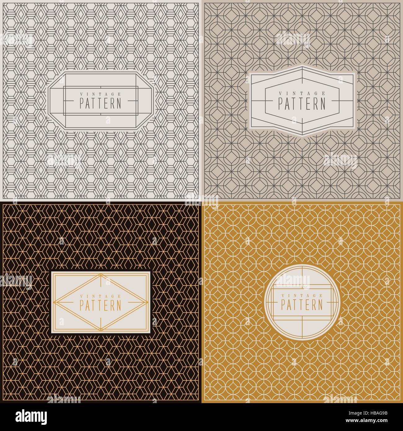vintage graceful thin line pattern collection set Stock Vector Image ...