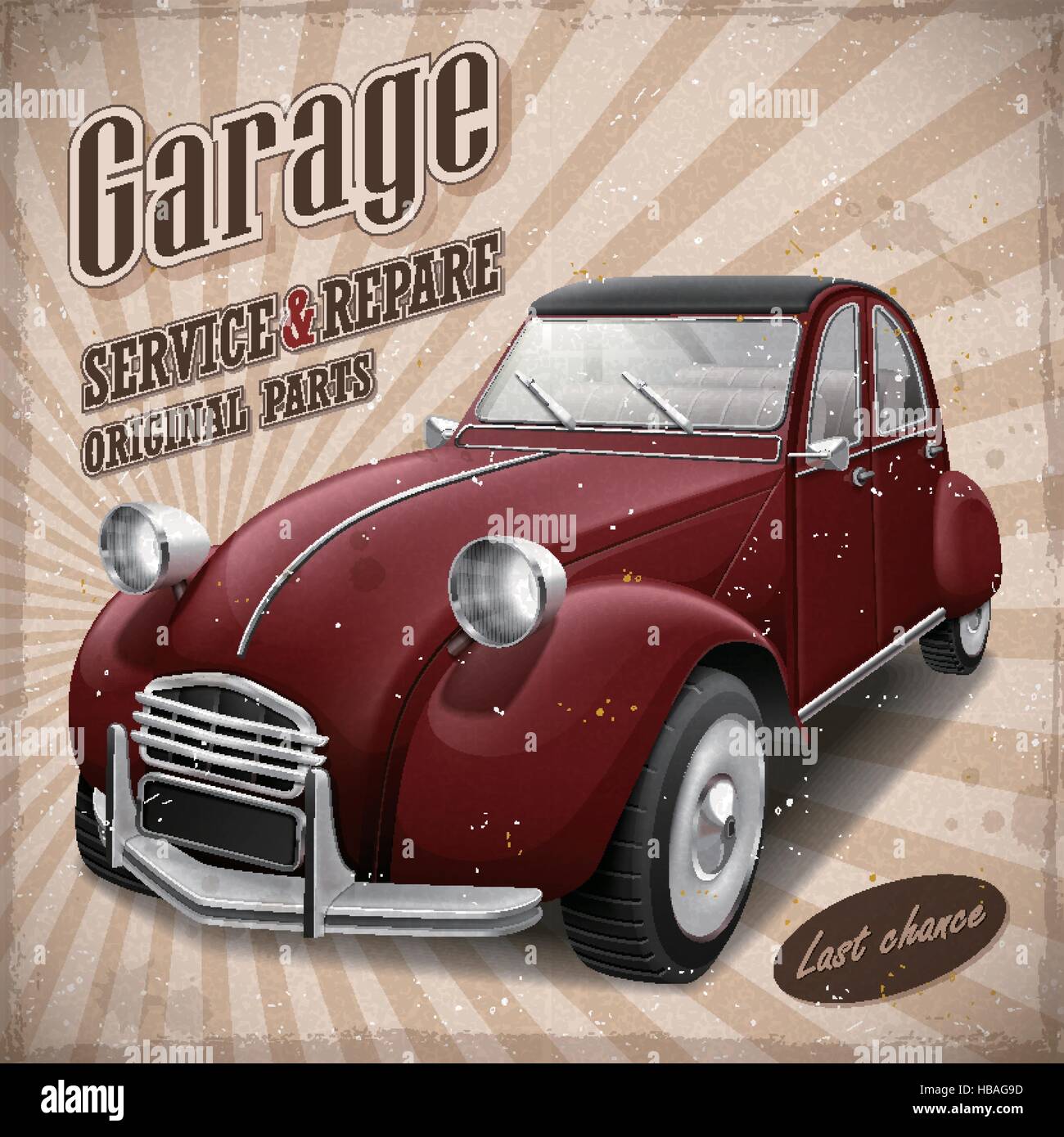 attractive retro red car in vintage advertising poster Stock Vector ...