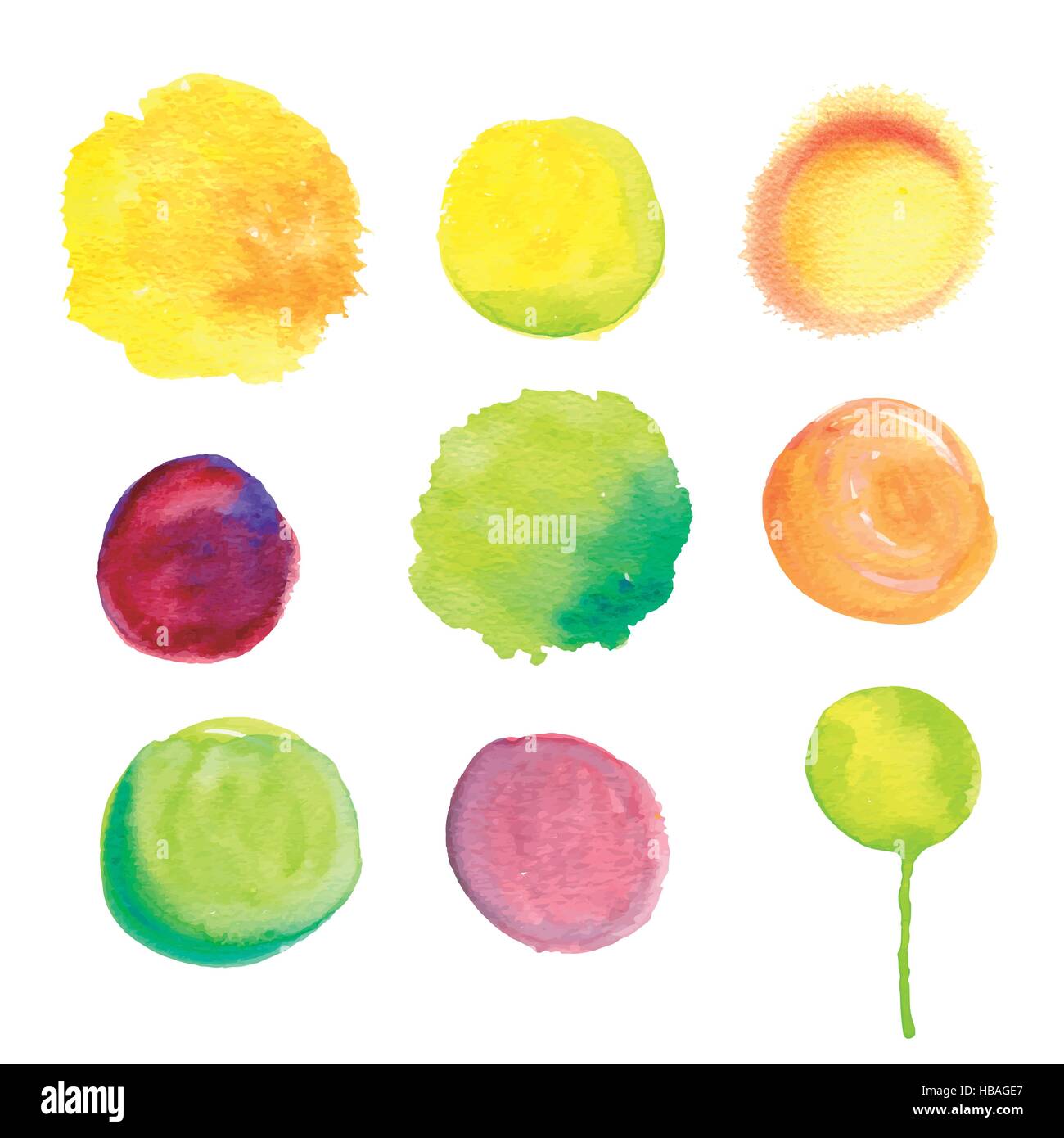 set of round watercolor stains in different colors Stock Vector Image ...