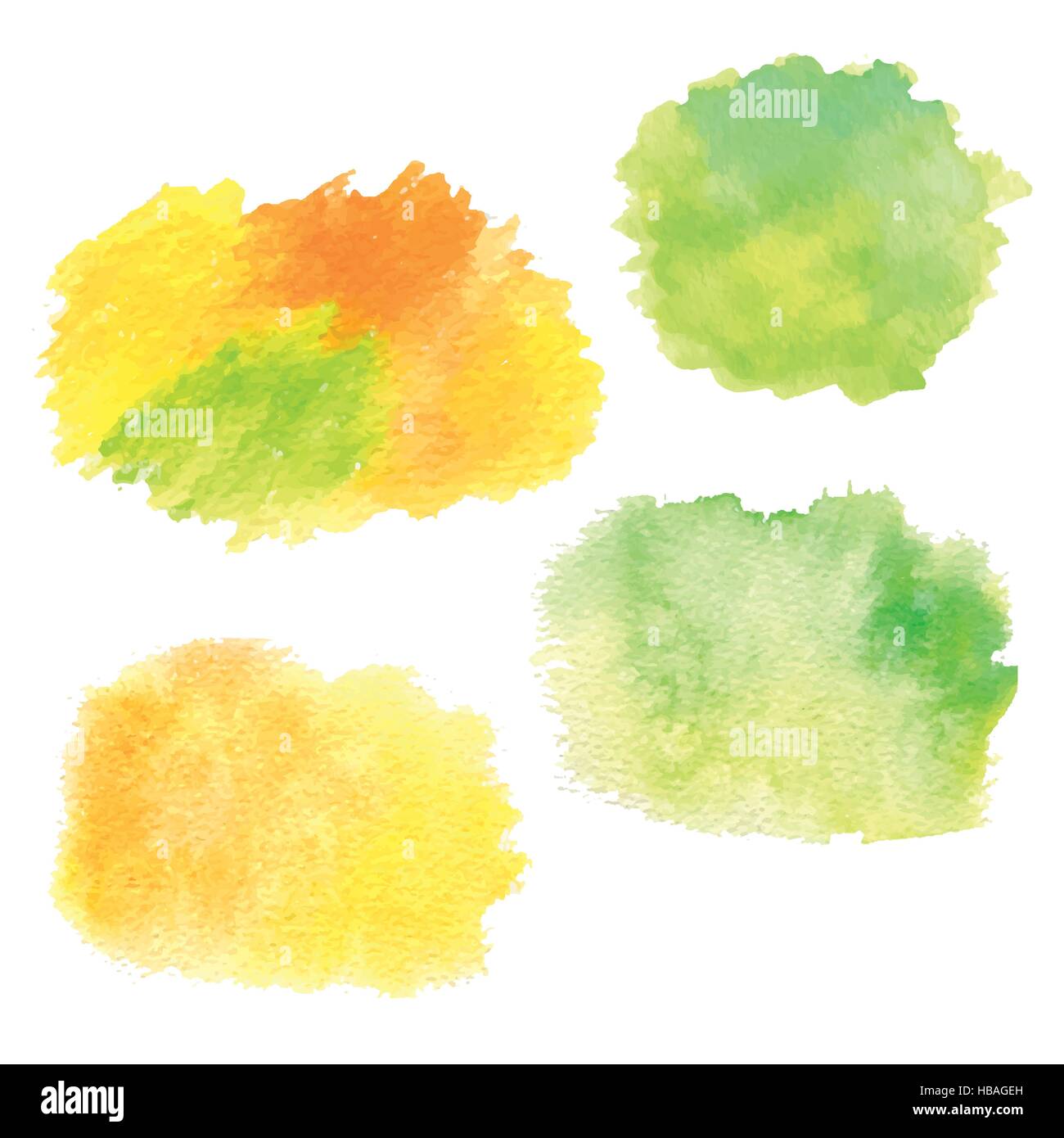 watercolor brush strokes in green and yellow over white background ...