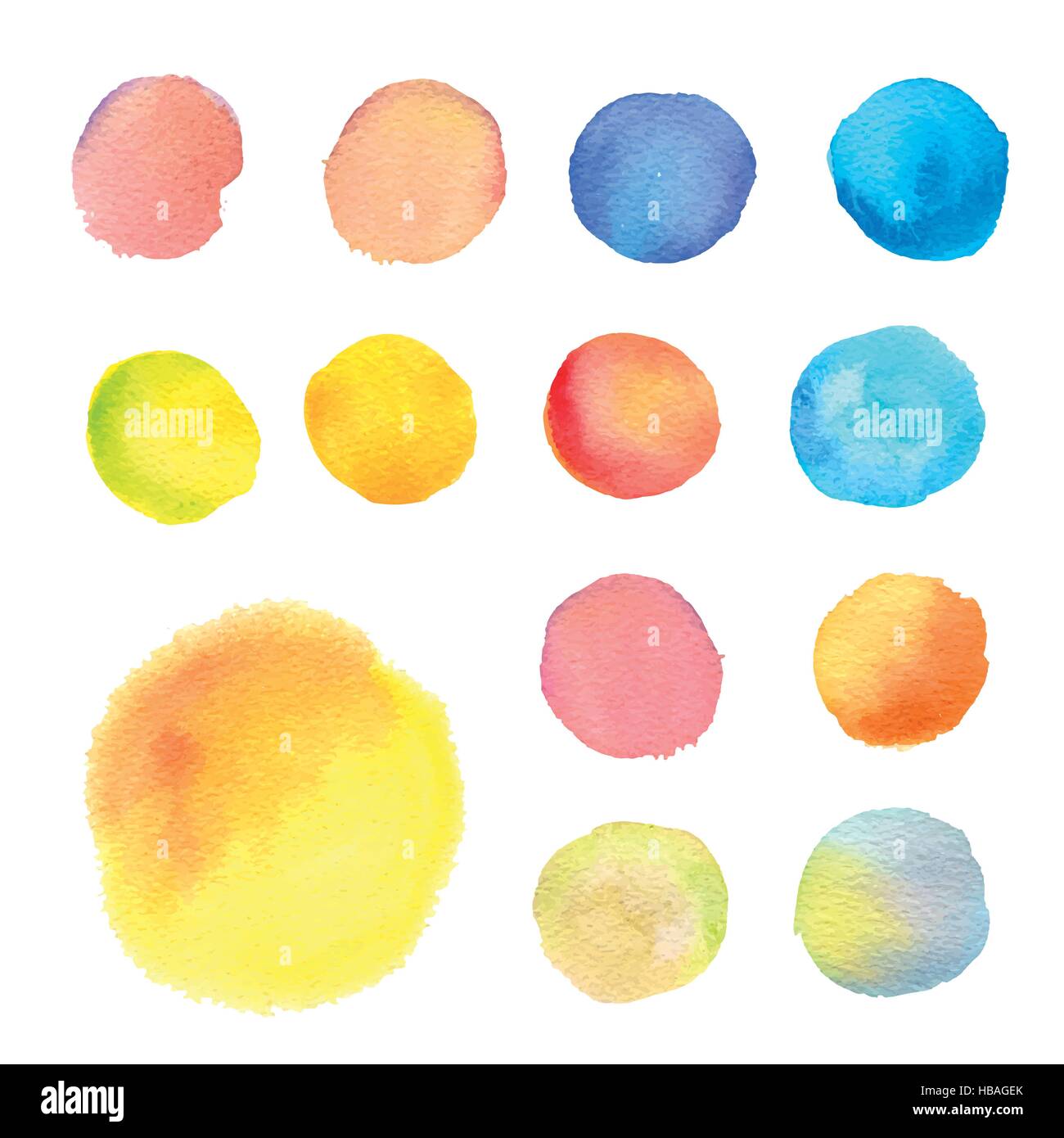 set of round watercolor stains in different colors Stock Vector Image ...