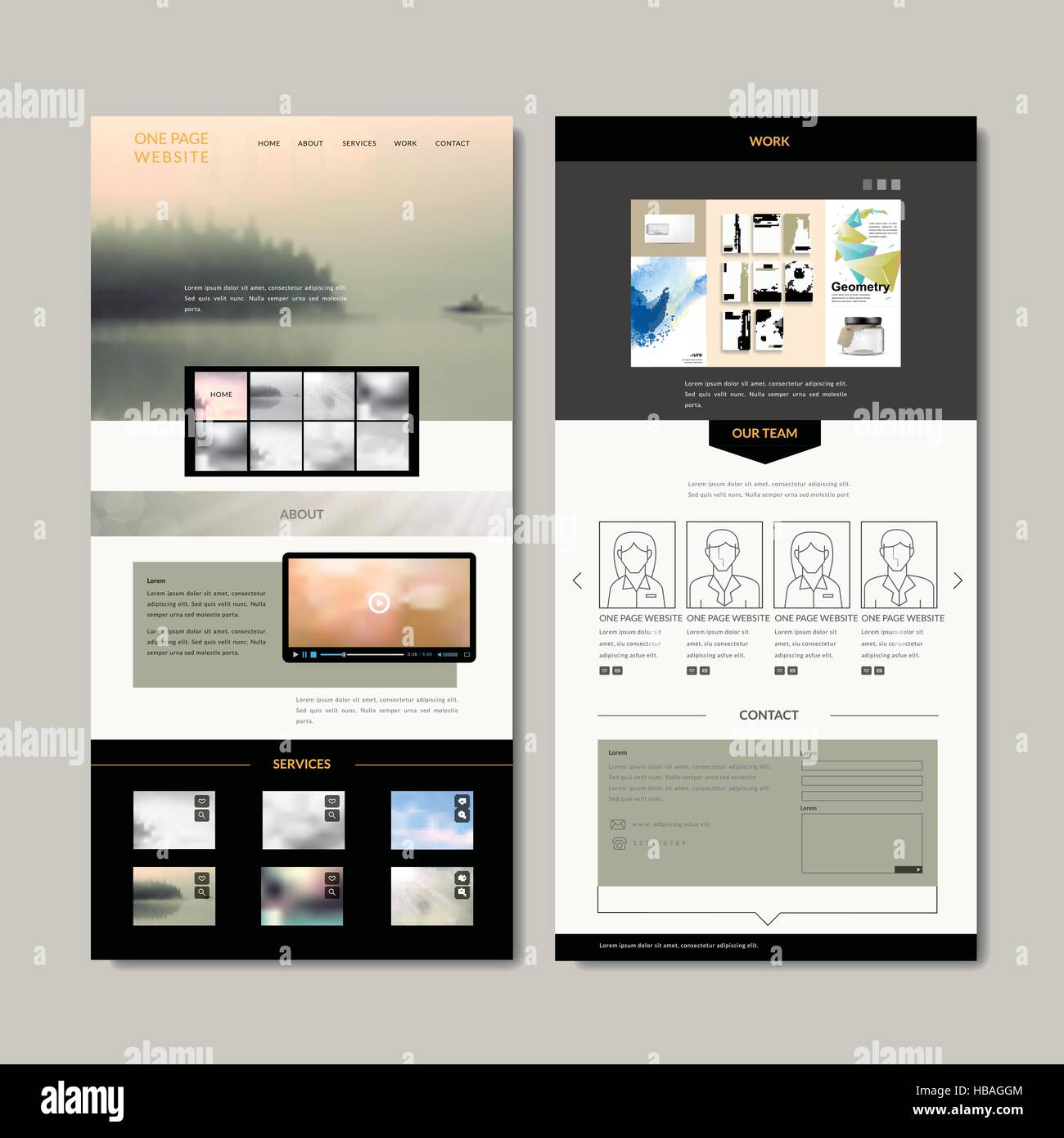 elegant one page web design with blurred scenery Stock Vector Image ...