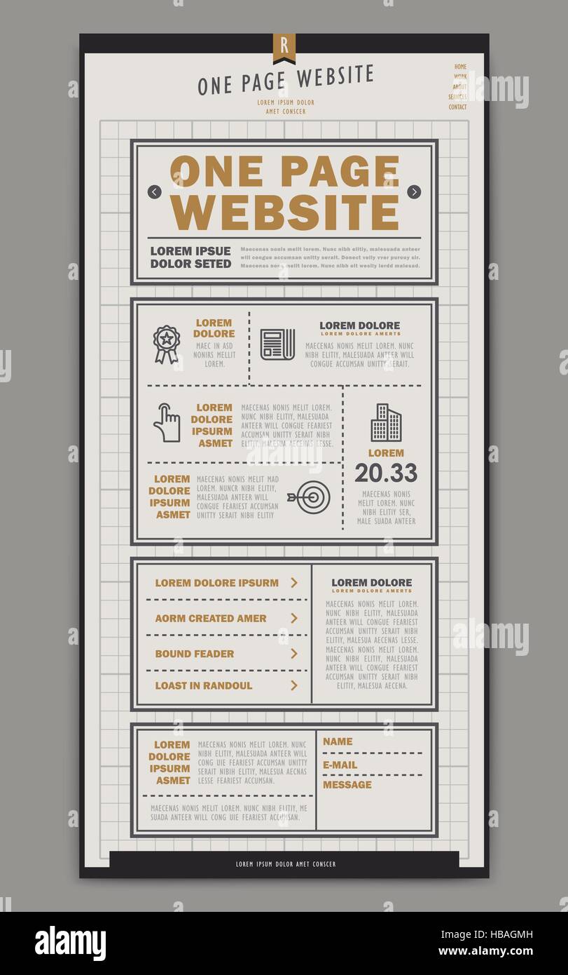 retro one page website design template in notebook style Stock Vector ...
