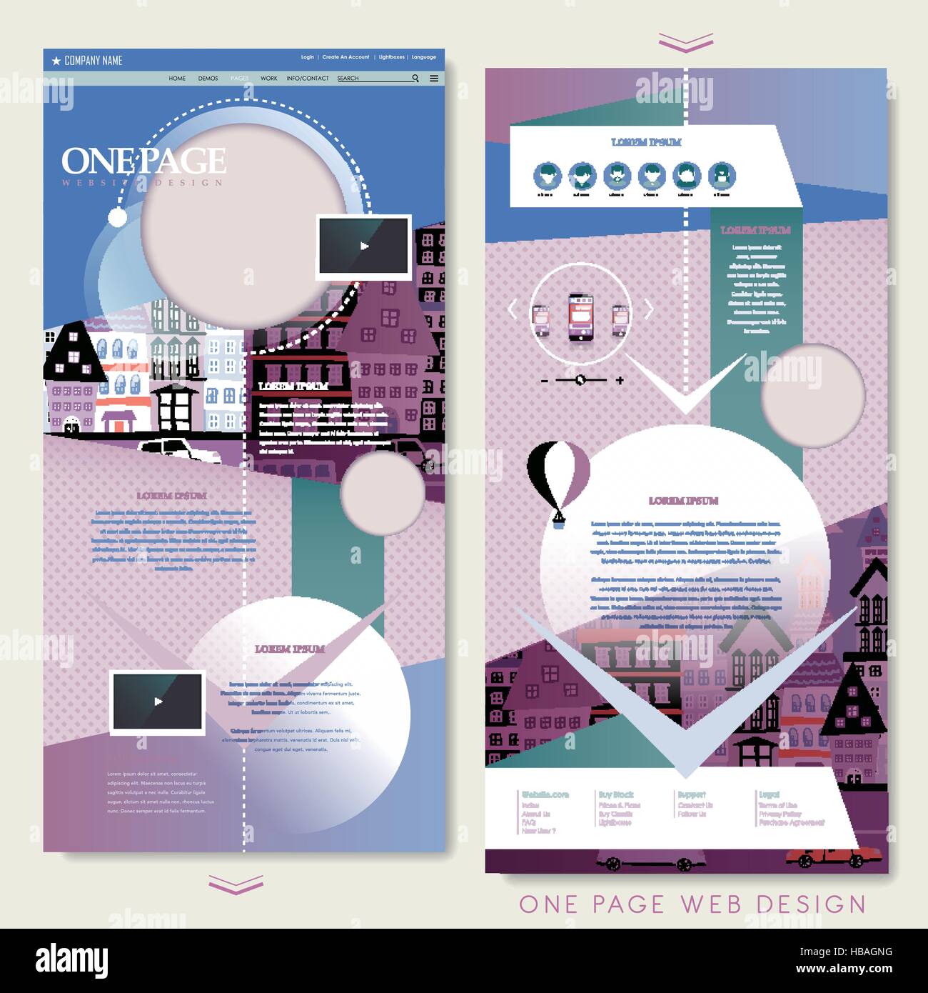 modern one page website design template in flat style Stock Vector ...