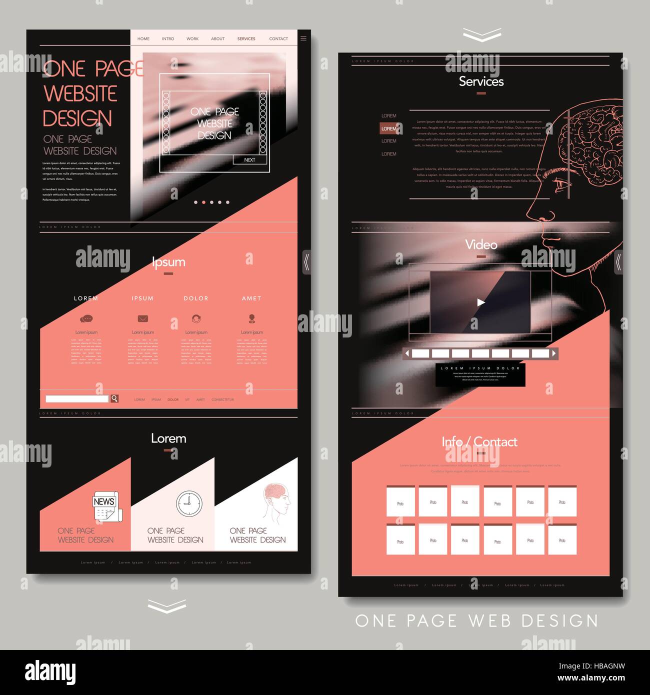 modern one page website design template with blurred banner Stock ...