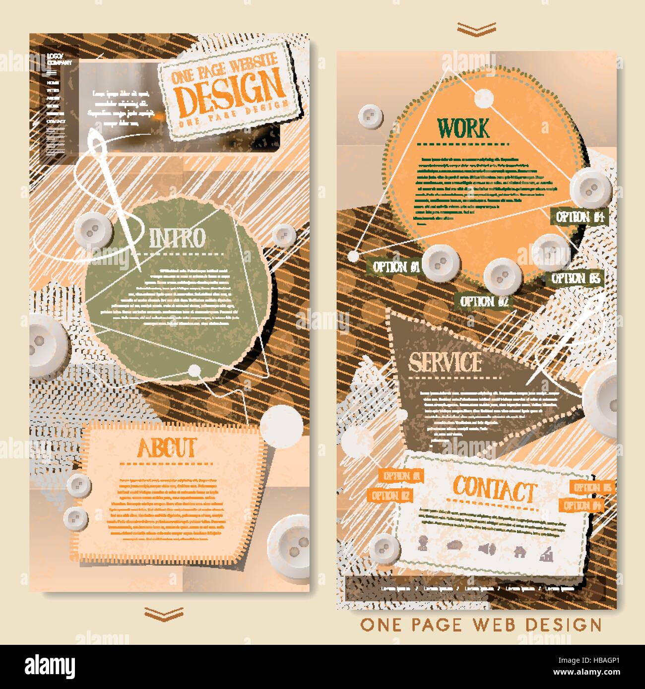 creative one page website design template with needlework elements ...