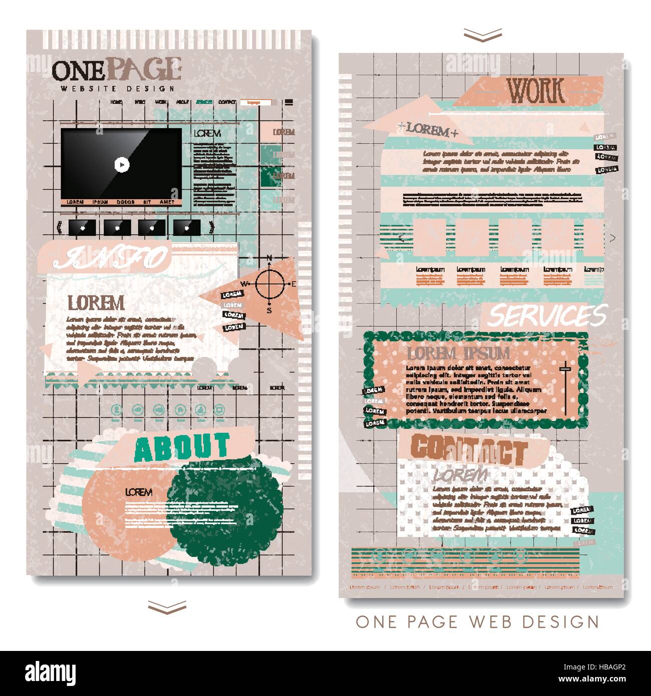 creative one page website design template with flat style Stock Vector ...