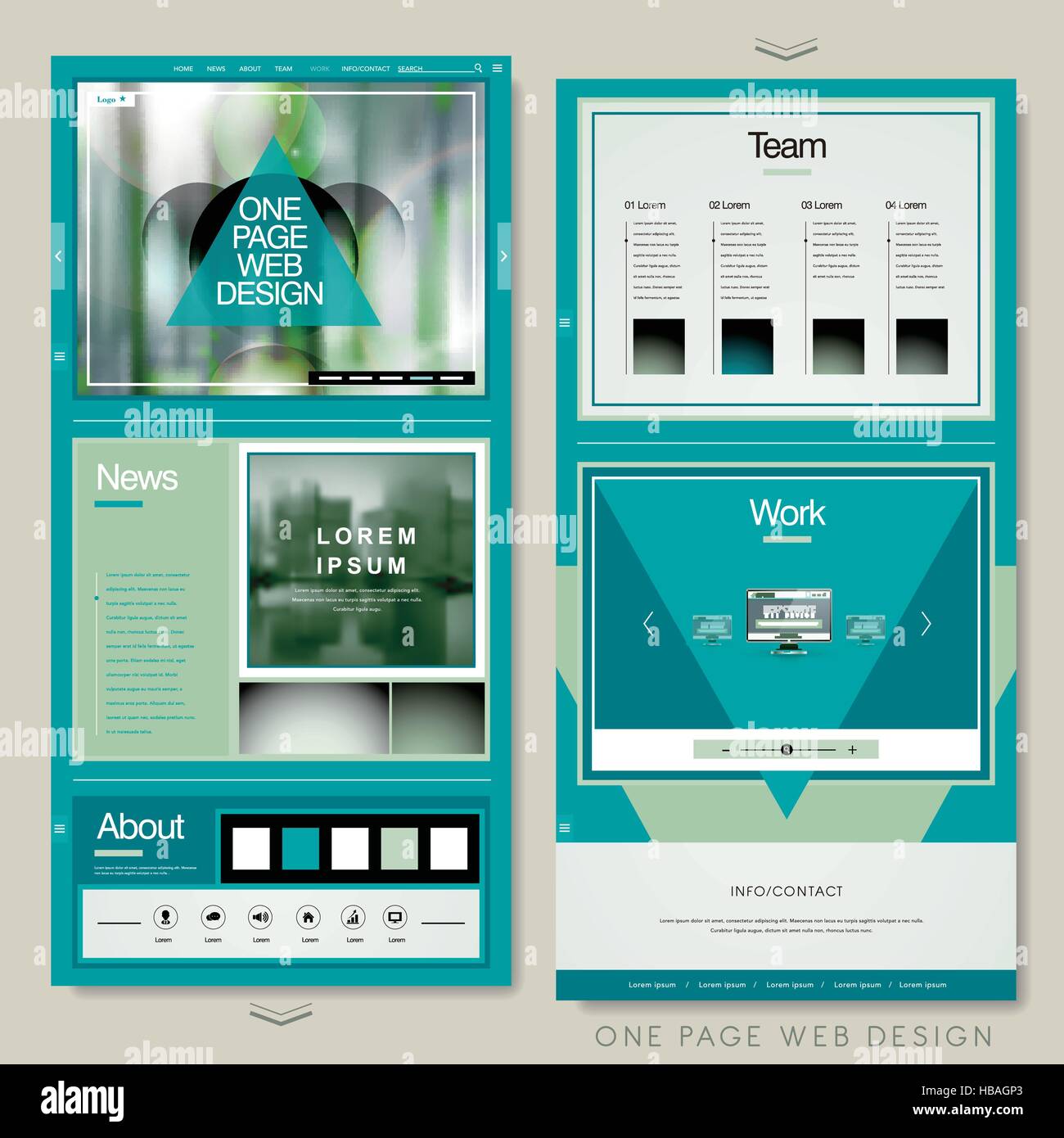 modern one page website design template with blurred background Stock ...