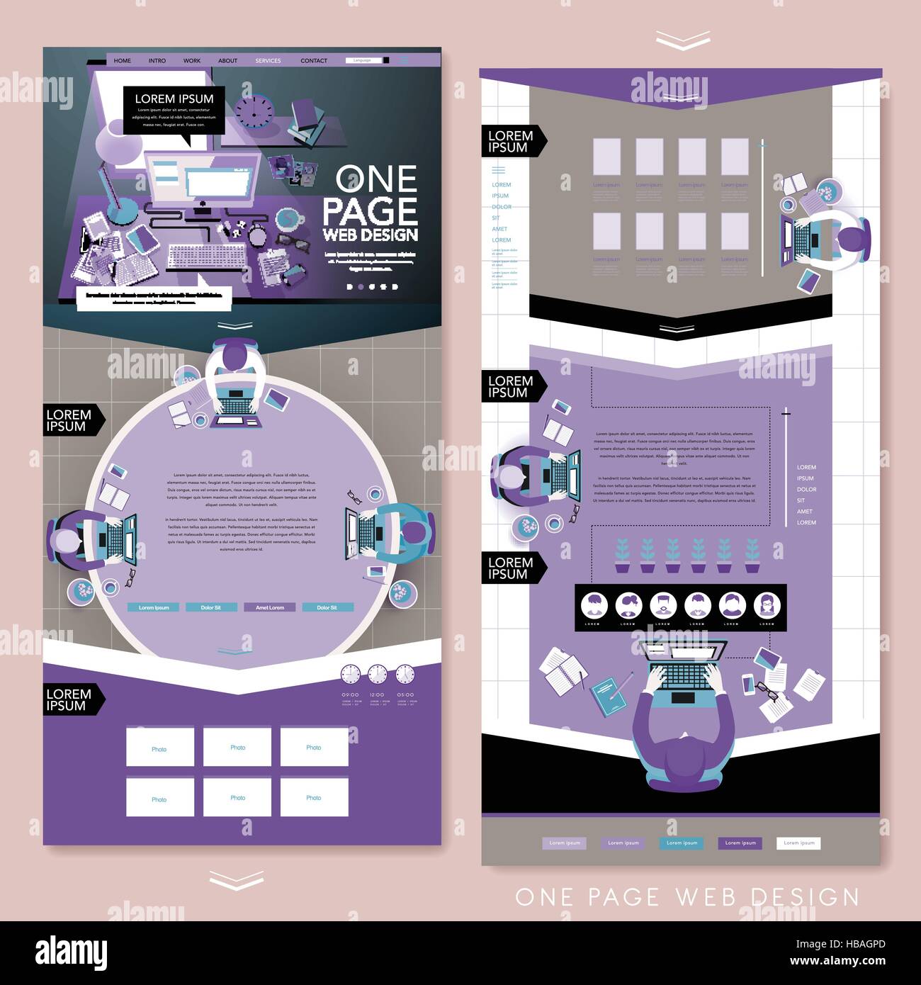 modern one page website design template in flat style Stock Vector ...