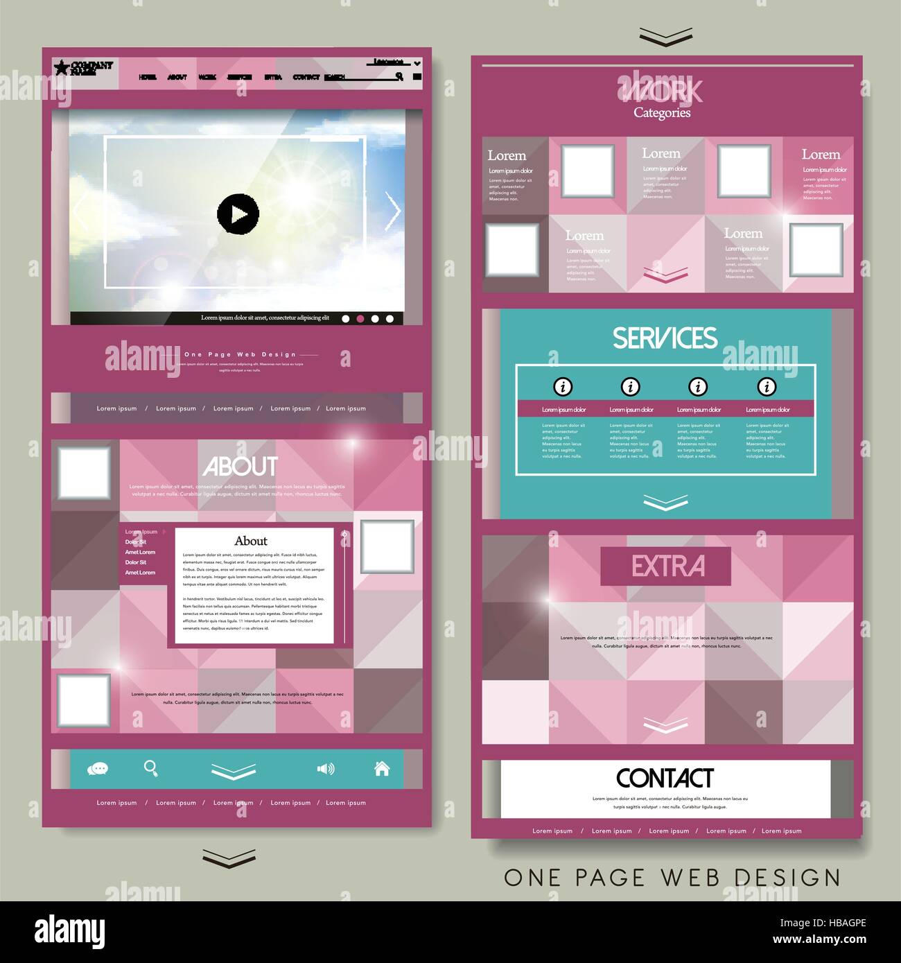 modern one page website design template with geometric element Stock ...