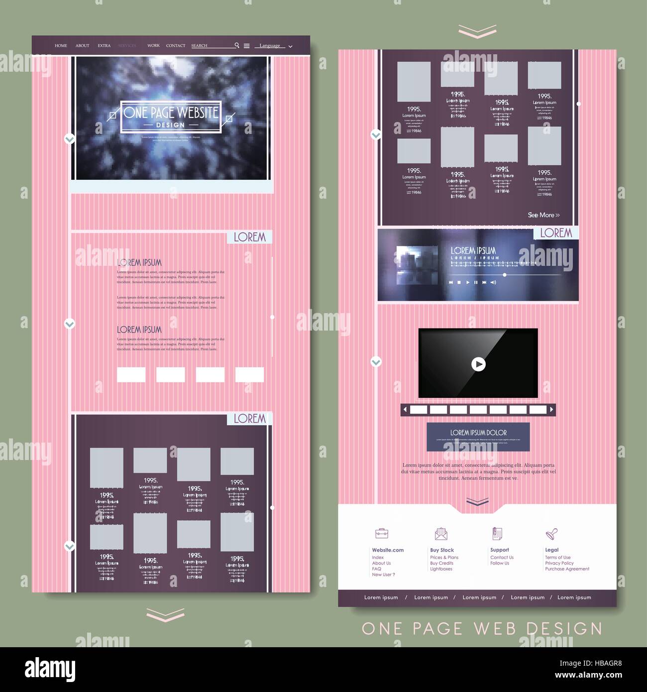 modern one page website design template with blurred banner Stock ...