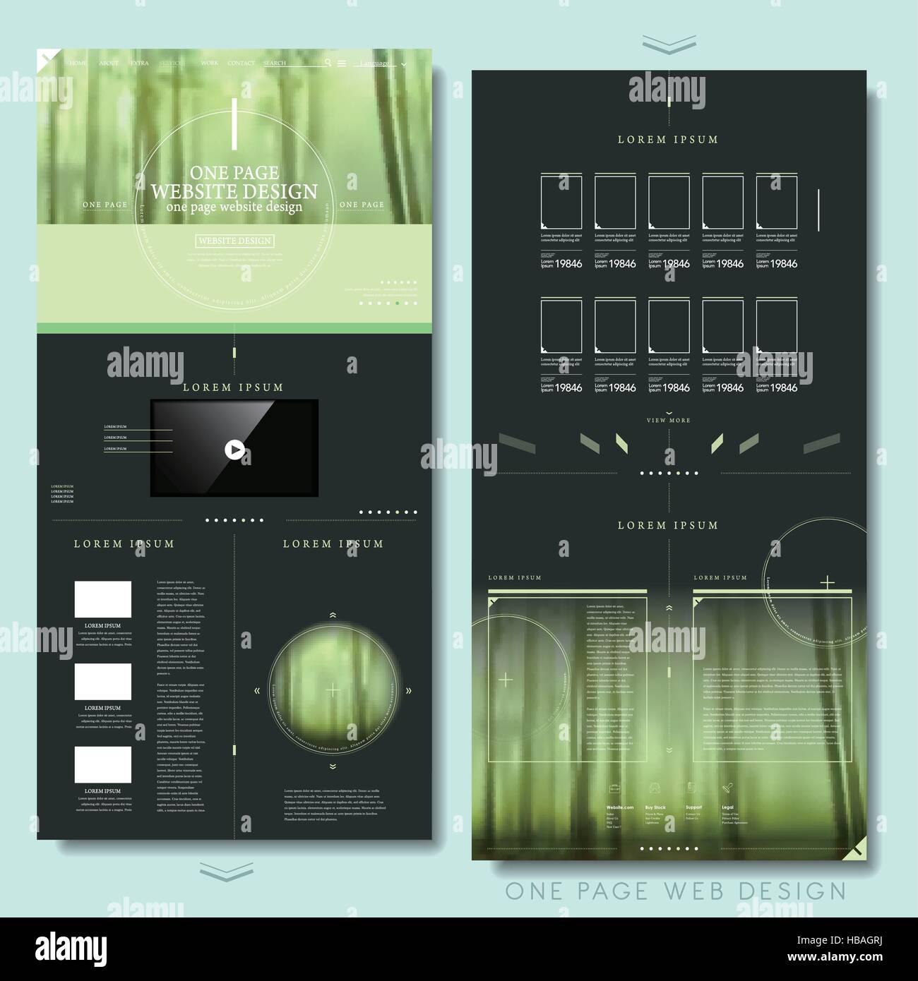 elegant one page website design template with blurred background Stock ...