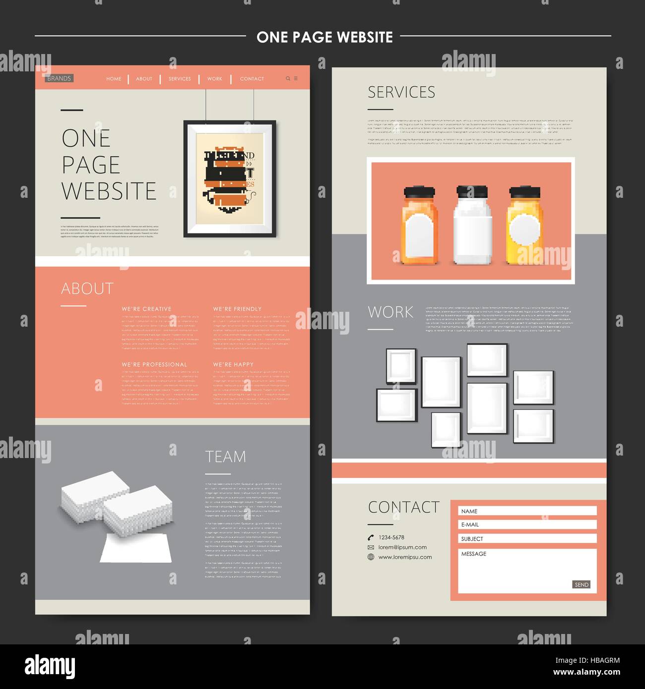 one page website design template with blank products Stock Vector Image ...