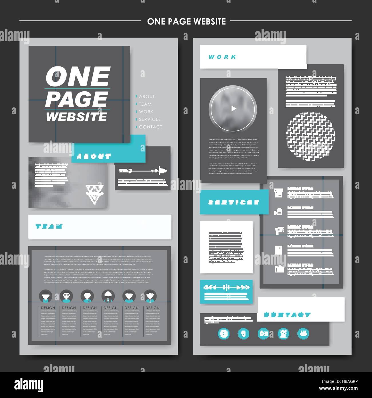 contemporary one page website design template with geometric elements ...