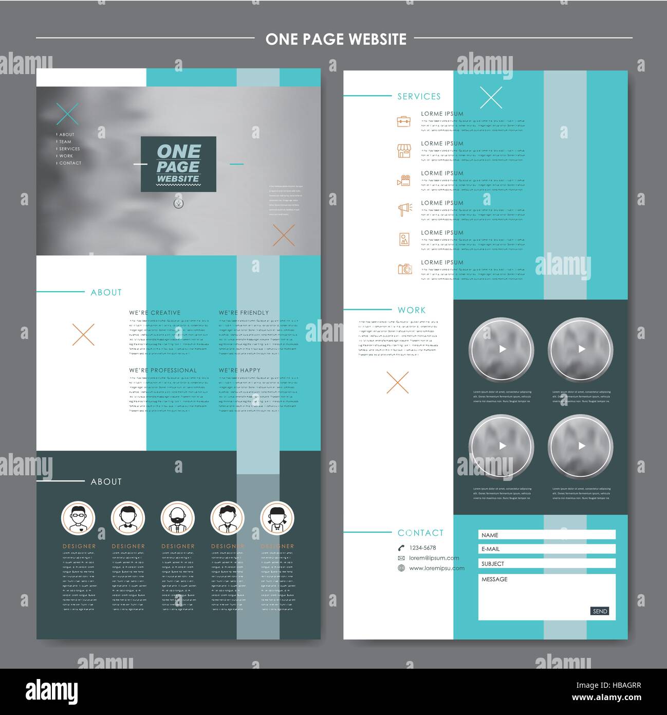 contemporary one page website design template with geometric elements ...