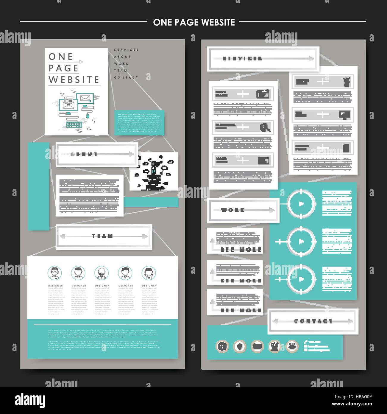 modern one page website design template in flat style Stock Vector ...