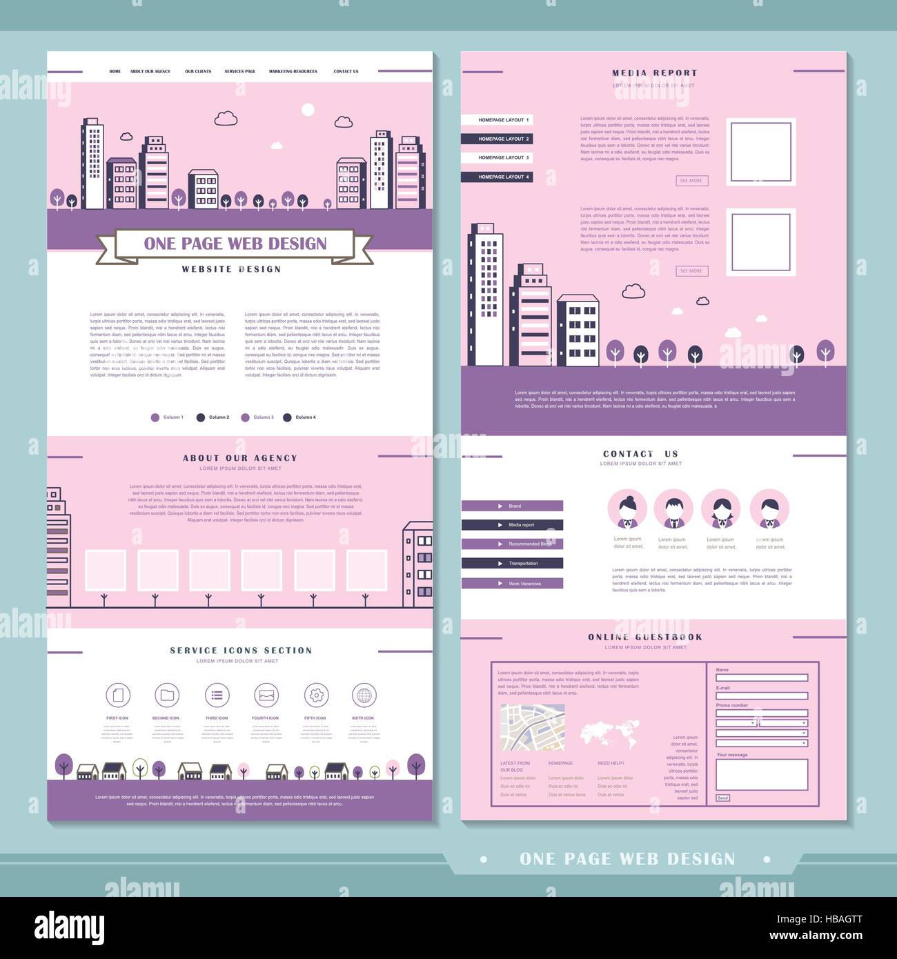 modern one page website design template in flat style Stock Vector ...
