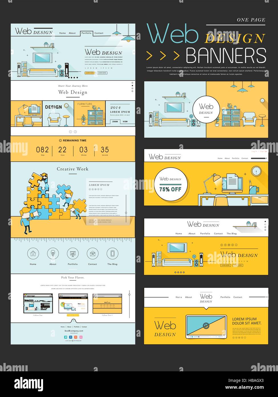 modern one page website design template in flat design Stock Vector ...