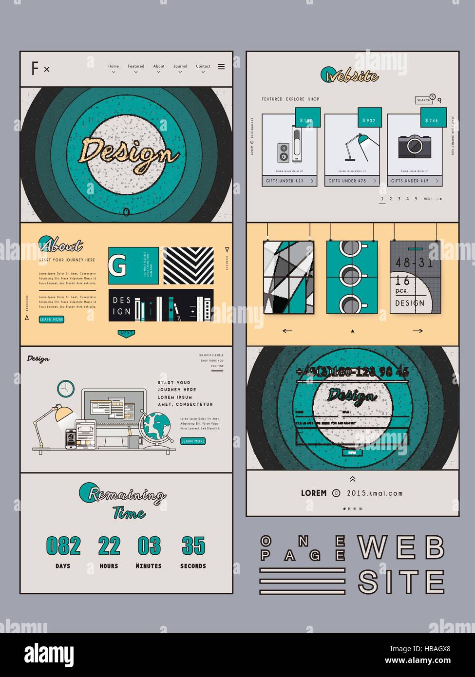 cozy one page website design template in flat design Stock Vector Image ...