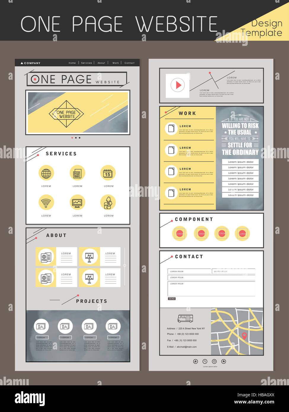 modern one page website design template in flat line style Stock Vector ...