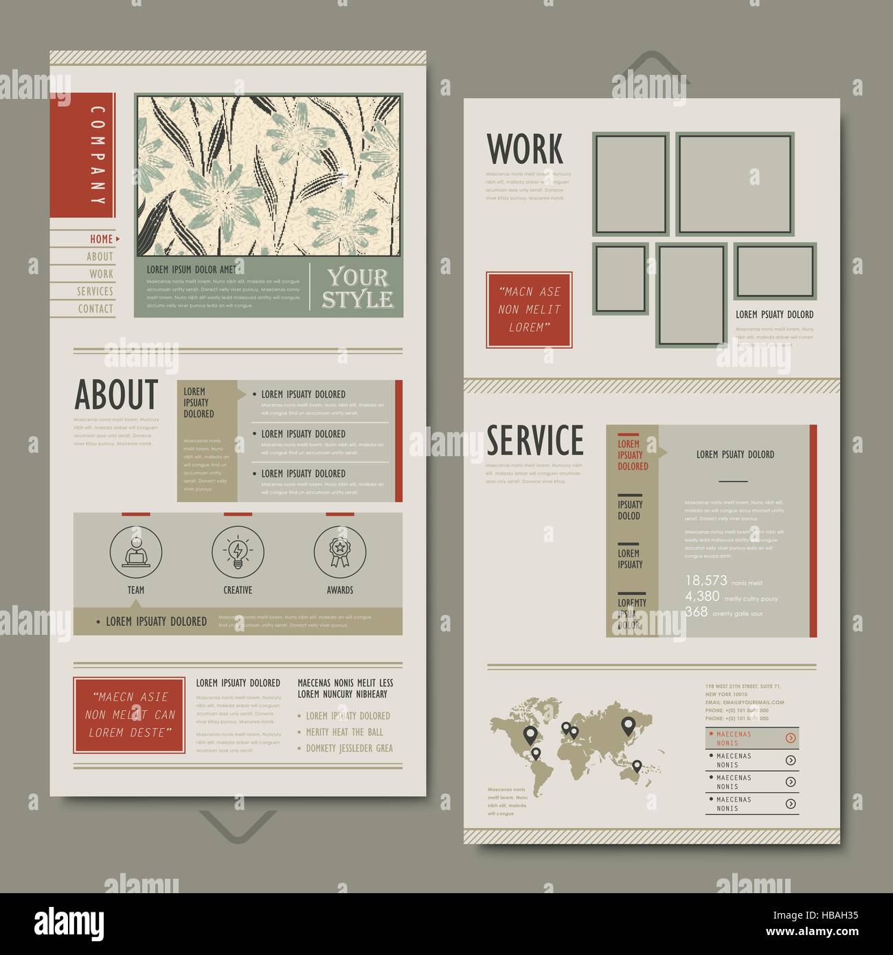 elegant one page website template design with beautiful flowers Stock ...