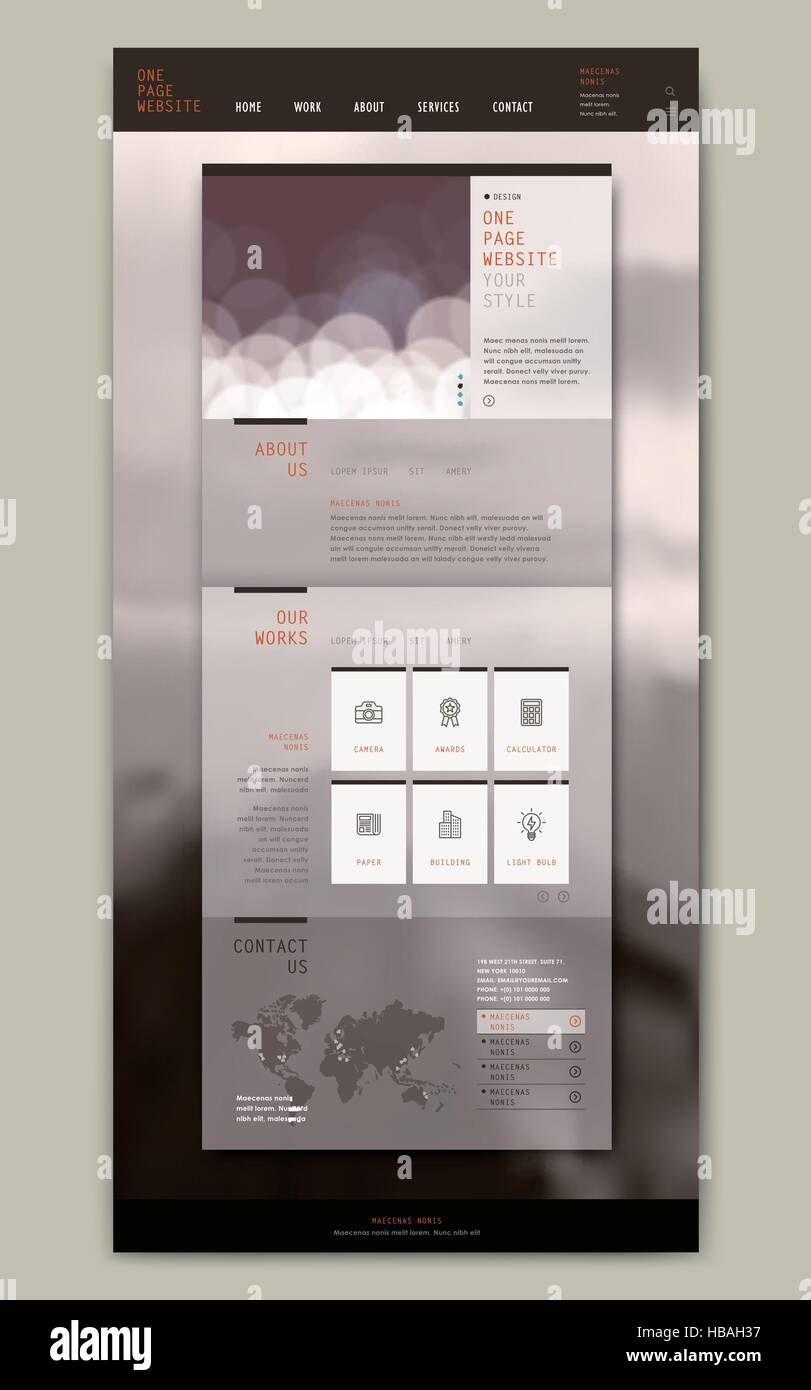 simplicity one page website template design with abstract background ...