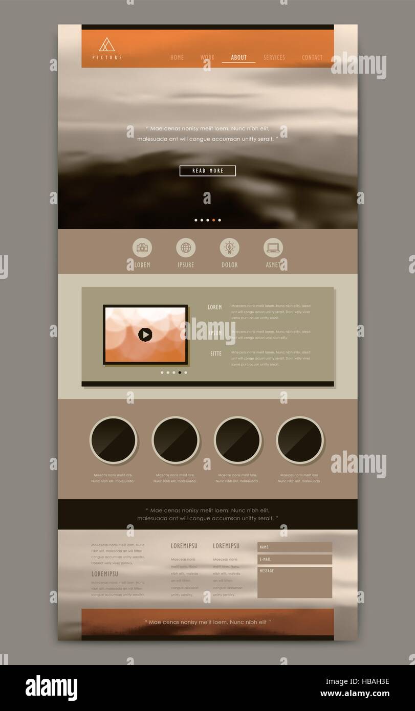 attractive one page website template design with blurred background ...