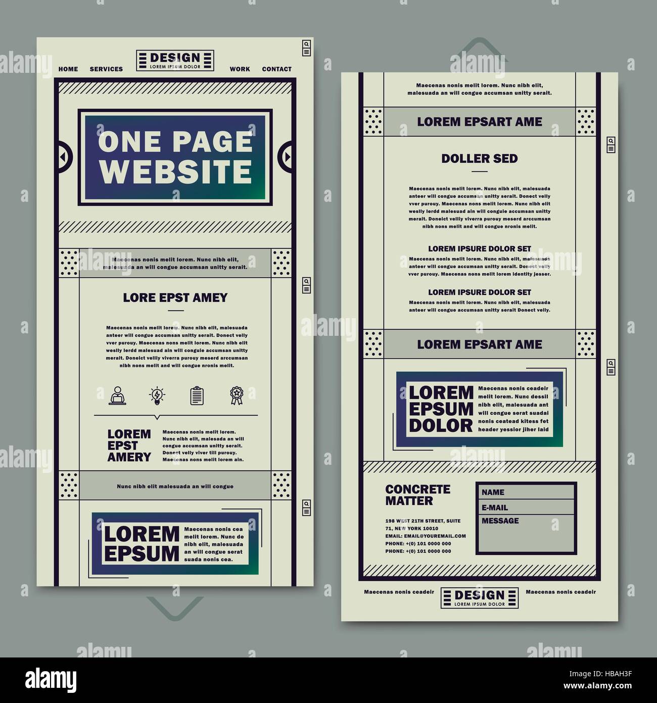 retro one page website template design with paper texture Stock Vector ...
