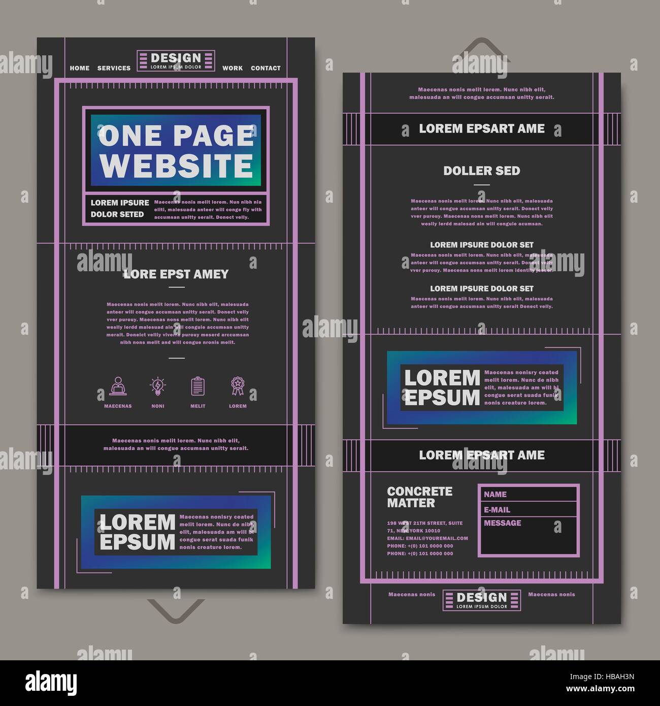 modern one page website template design in black and purple Stock ...