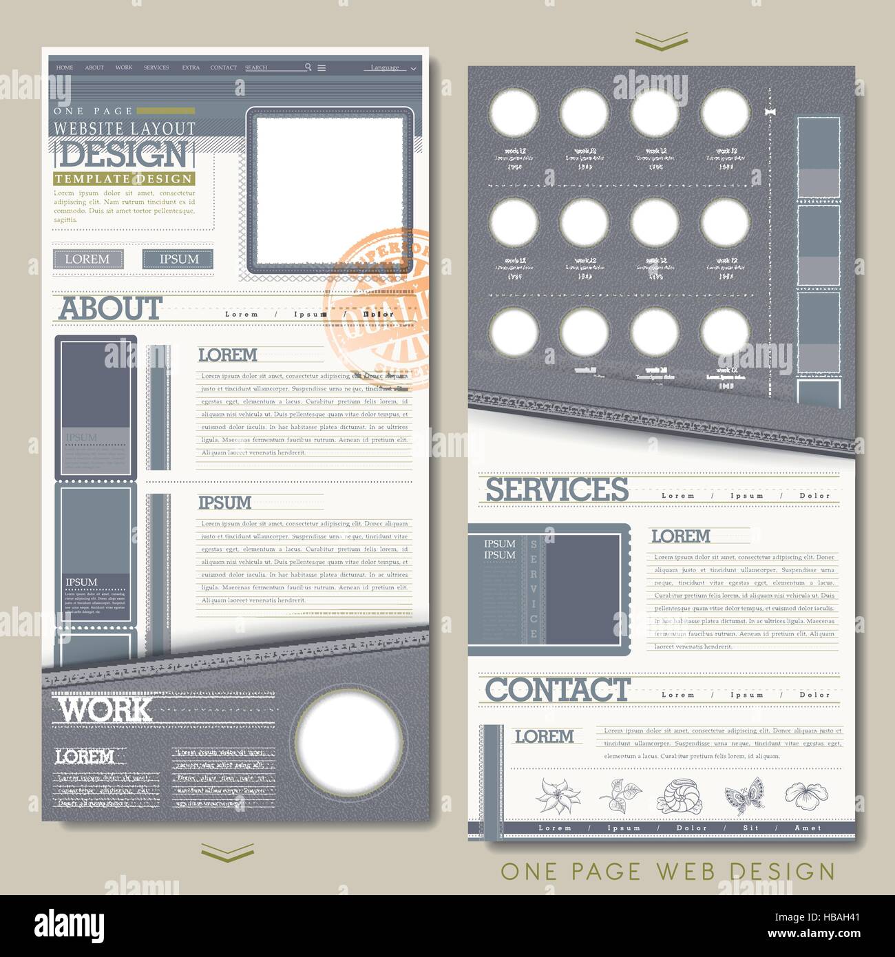 modern one page website template design in grey and white Stock Vector ...