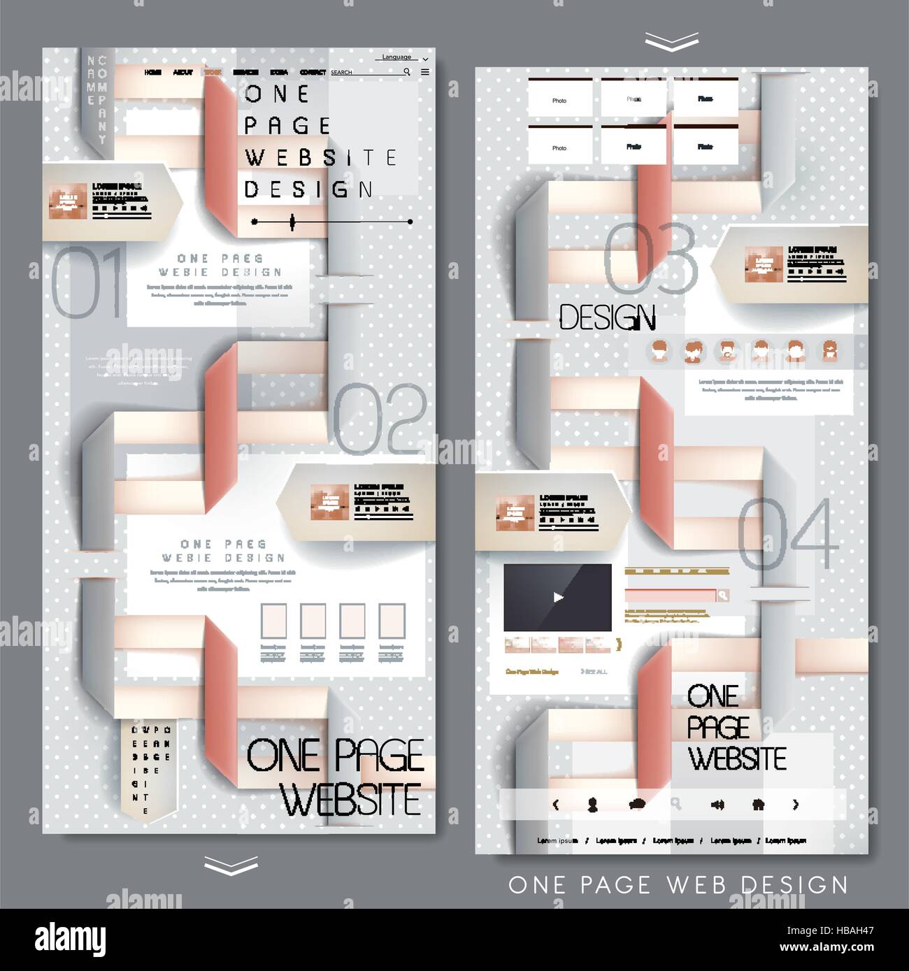 simplicity one page website template design with folded paper road ...