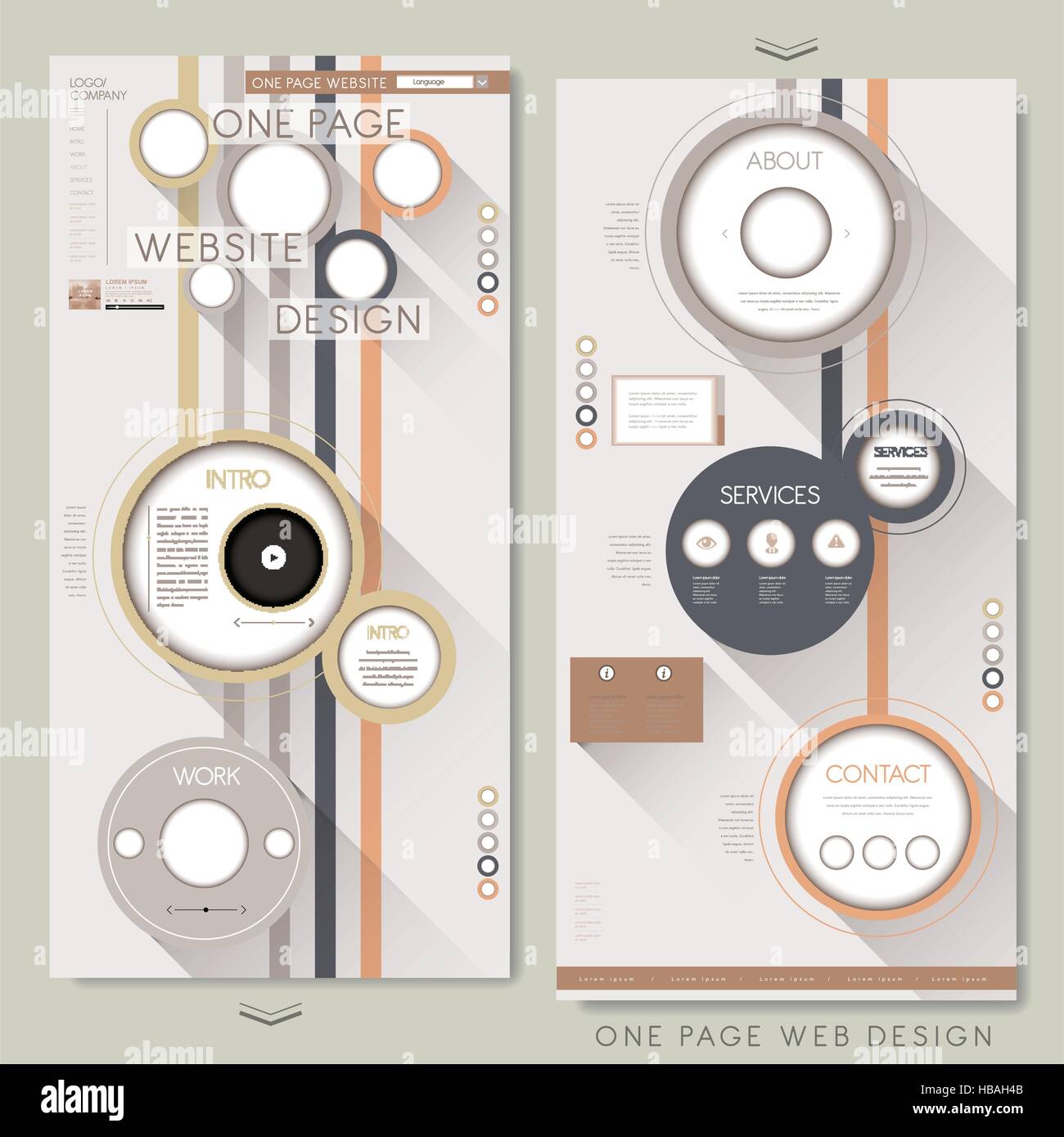 modern one page website template design with circle elements Stock ...