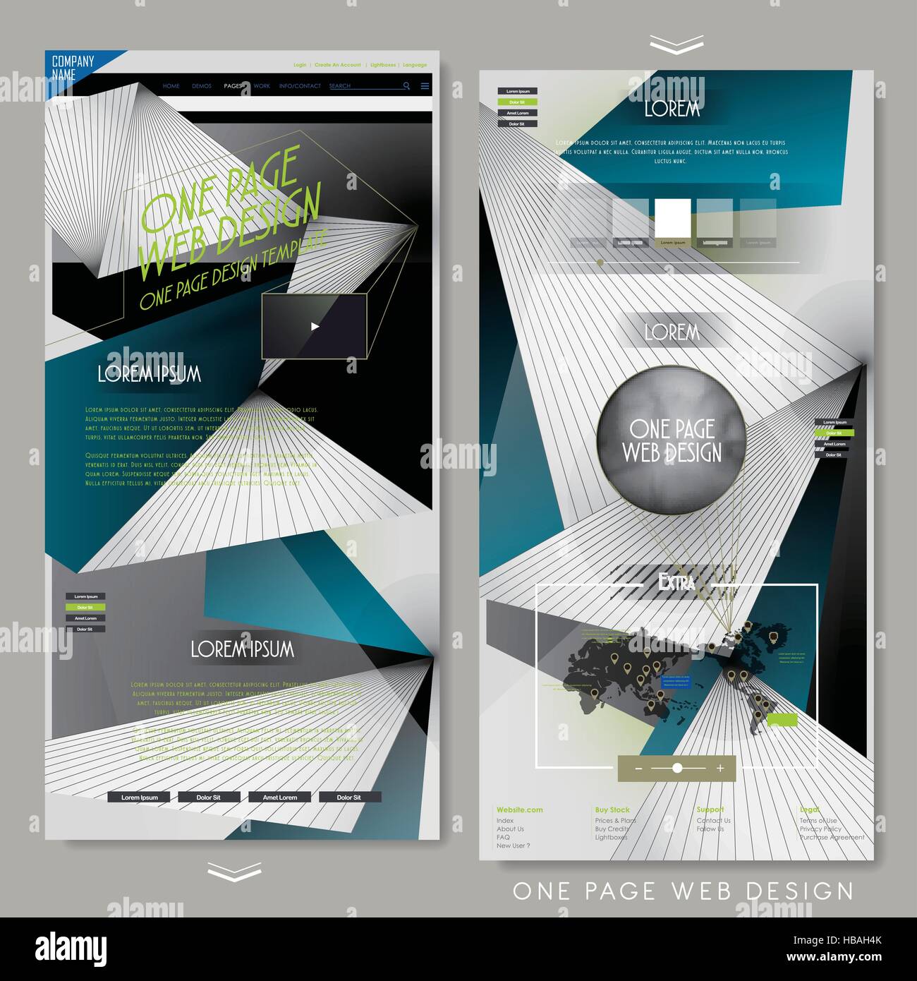 contemporary one page website template design with geometric elements ...