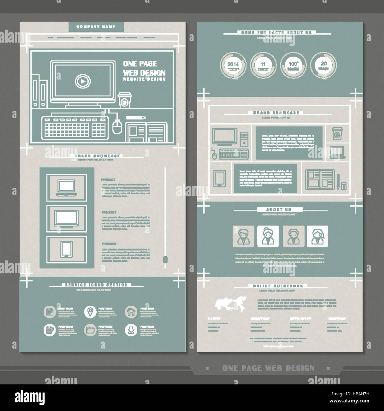 elegant one page website template design in grey and green Stock Vector Image & Art - Alamy