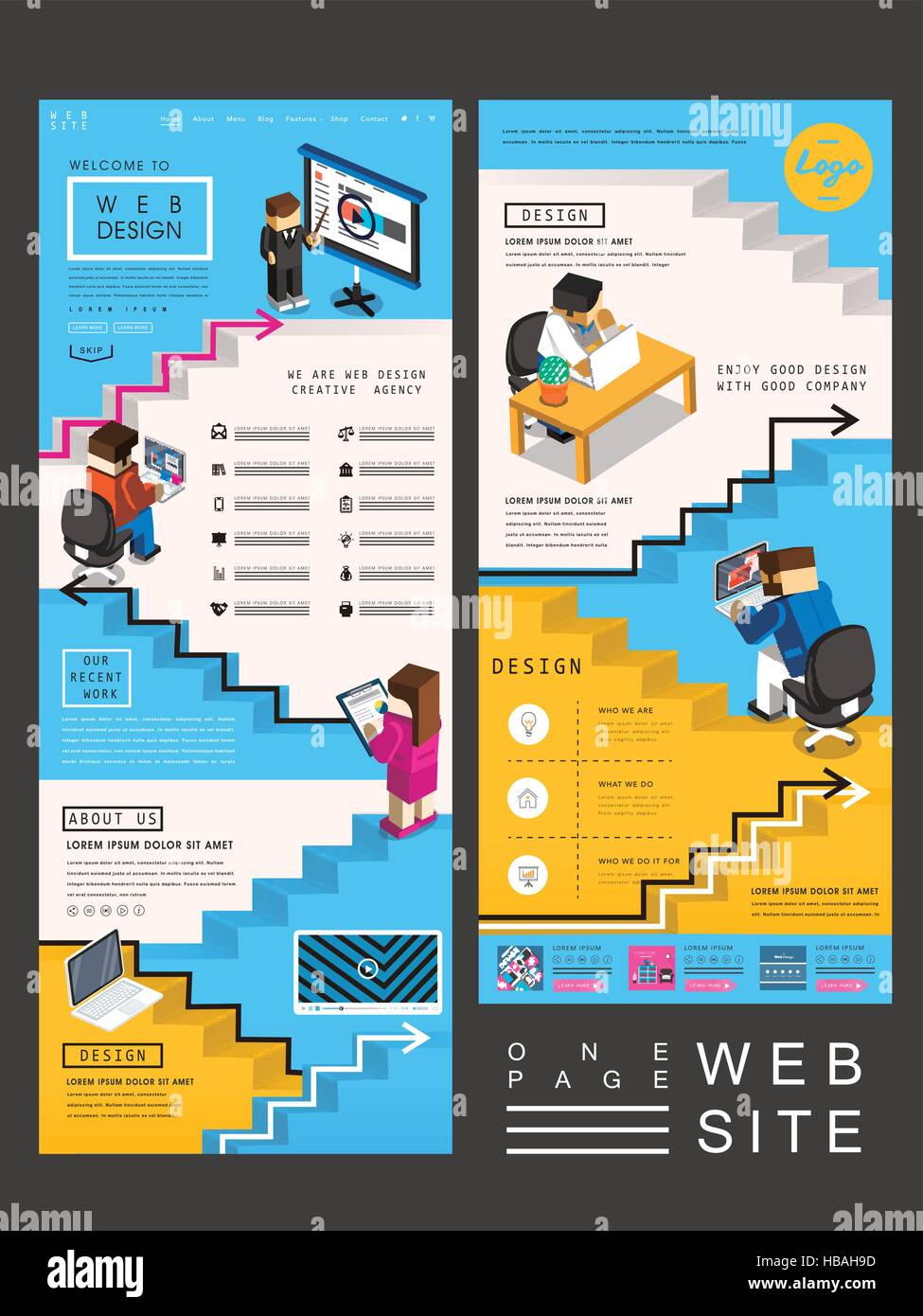 business concept one page website template design with adorable office ...