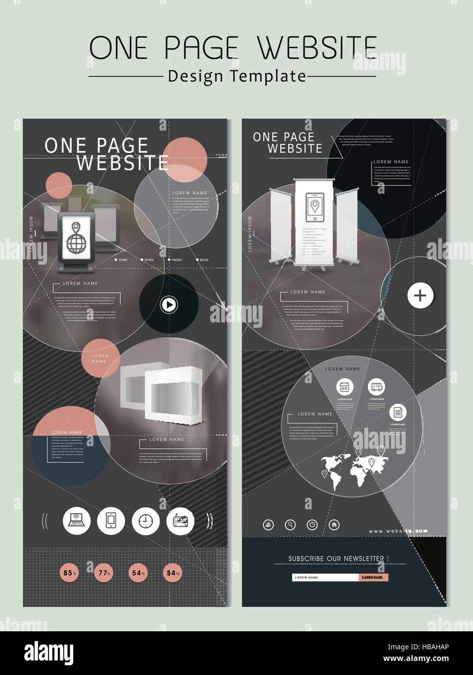 modern one page website template design with geometric background Stock ...