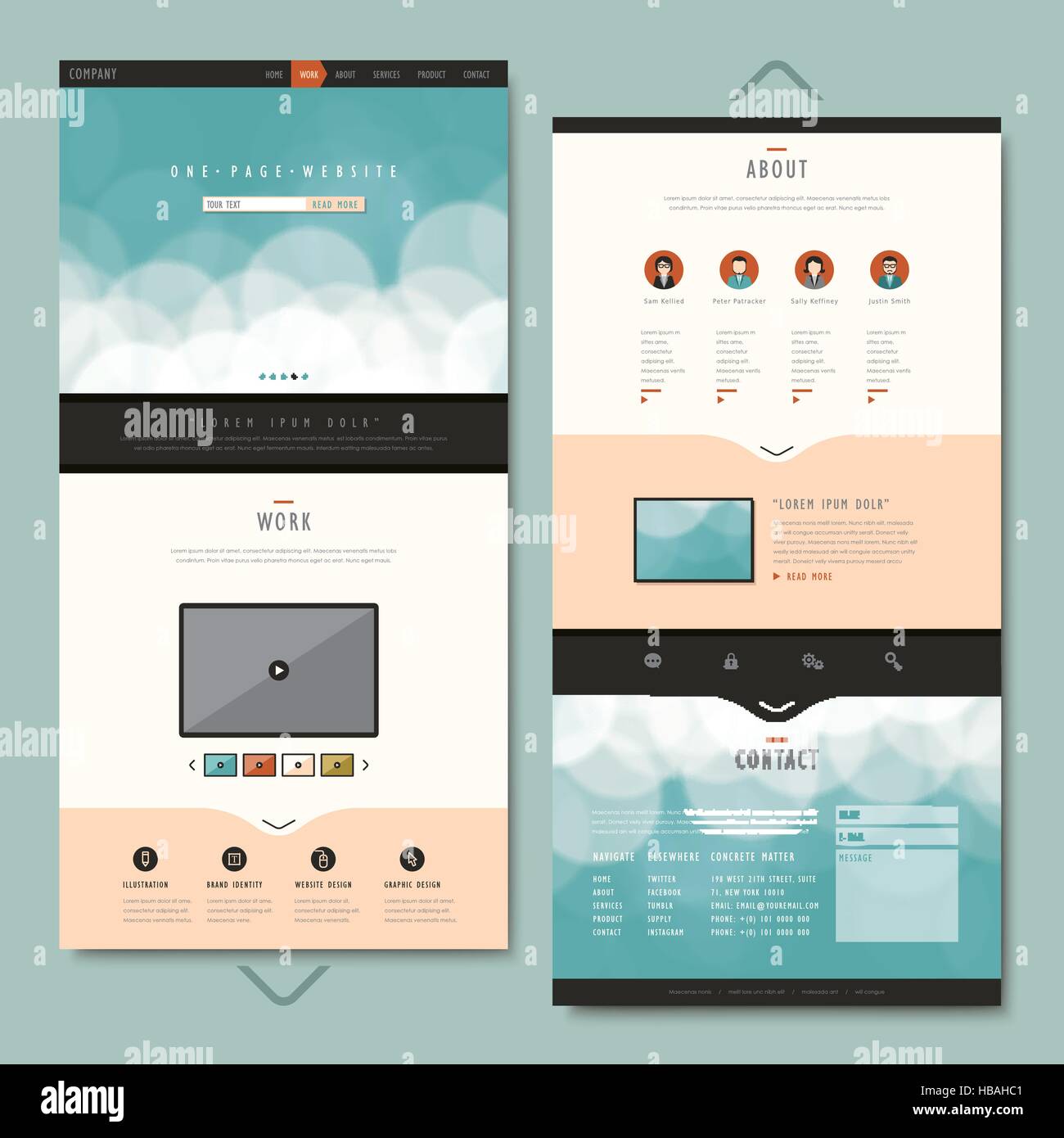 simplicity one page website template design with abstract background ...