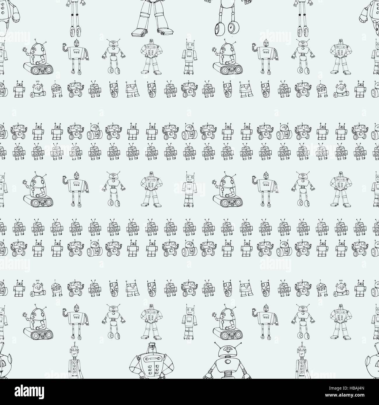Robot doodles pattern Stock Vector Image & Art - Alamy