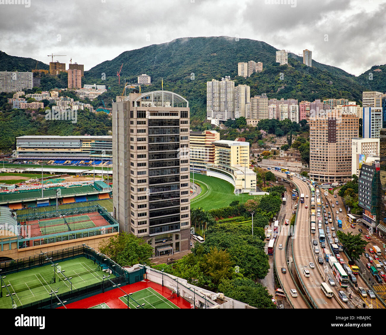 A bird's eye view of the Wong Nai Chung Gap interchange in Happy Valley ...