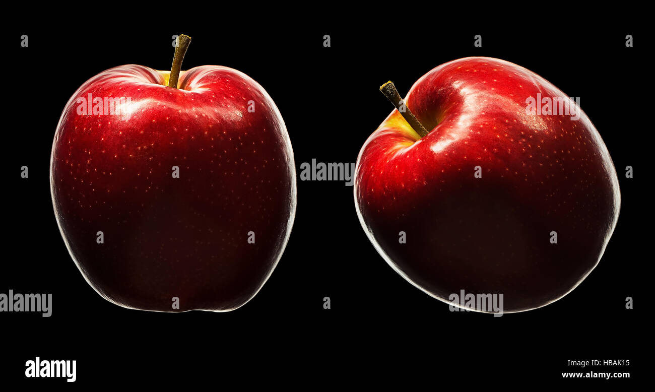 Fresh red apple on black background Stock Photo - Alamy