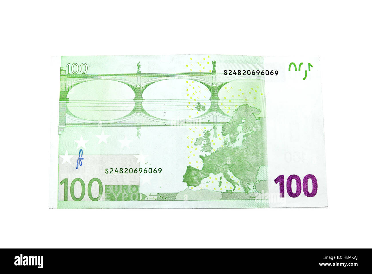 One hundred euro banknote on a white background Stock Photo - Alamy