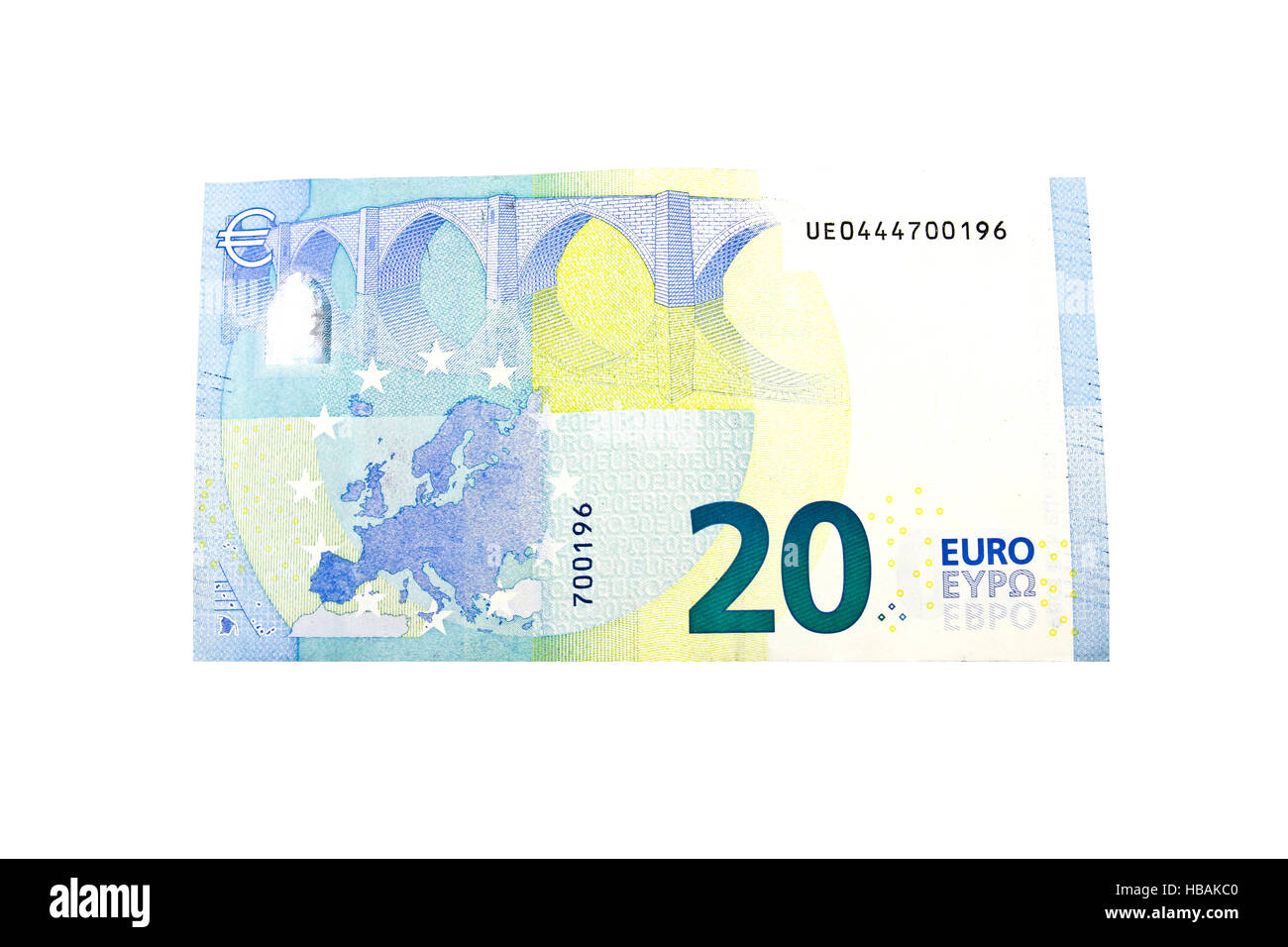 Twenty euro banknote on a white background Stock Photo - Alamy