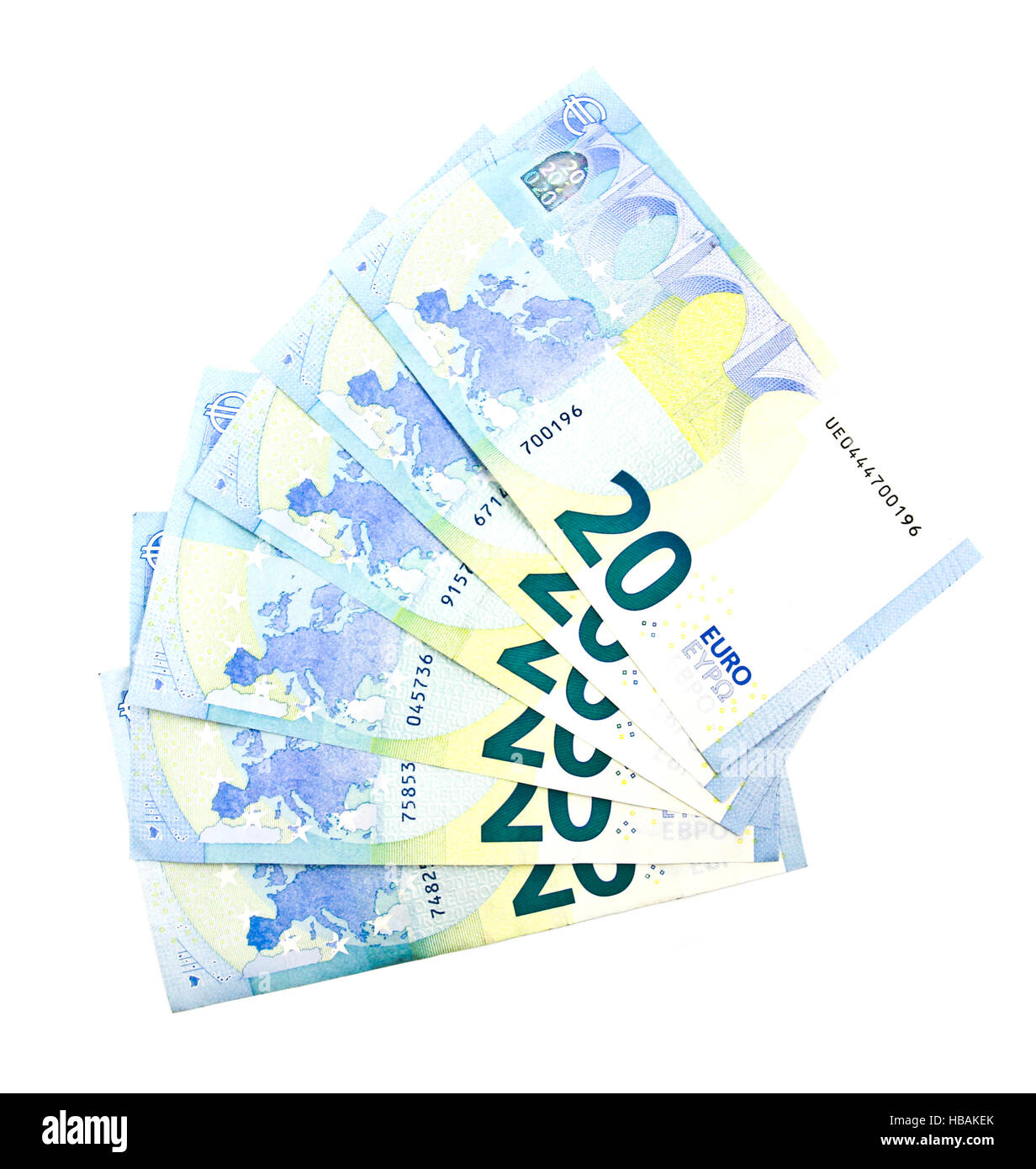 Twenty euro banknote on a white background Stock Photo - Alamy