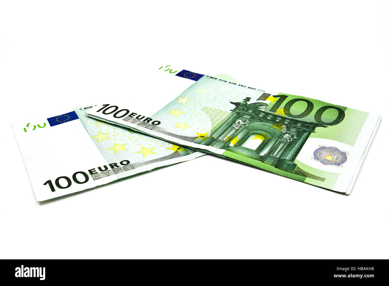 One hundred euro banknote on a white background Stock Photo - Alamy